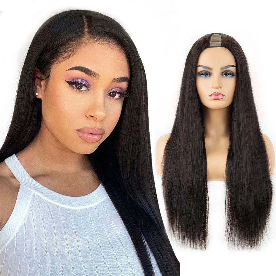 Straight Wig U Part Wigs Brazilian Straight Human Hair Wigs 180% Densi ...